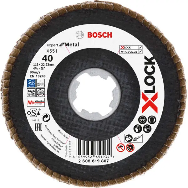 Bosch X-Lock Flap disk X551 2608619807, P40, 115 mm, Ugaoni