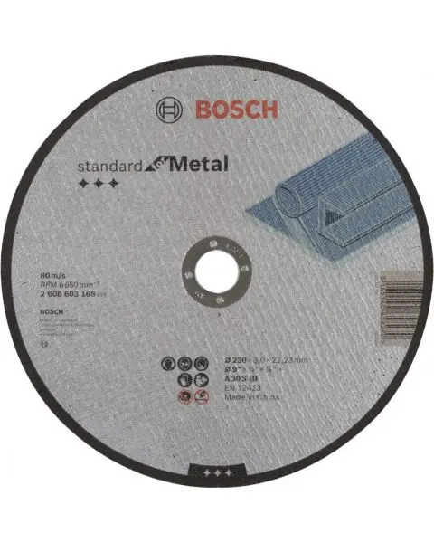 BOSCH Rezna ploča ravna Standard for Metal A 30 S BF, 230 mm, 22,23 mm, 3,0 mm - 2608603168