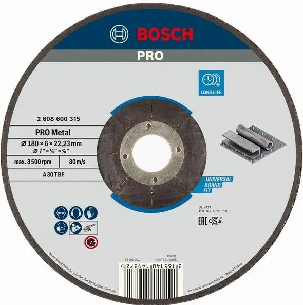 Bosch PRO Brusna ploča Expert za metal 180x6,0x22,33 mm koleno oSa