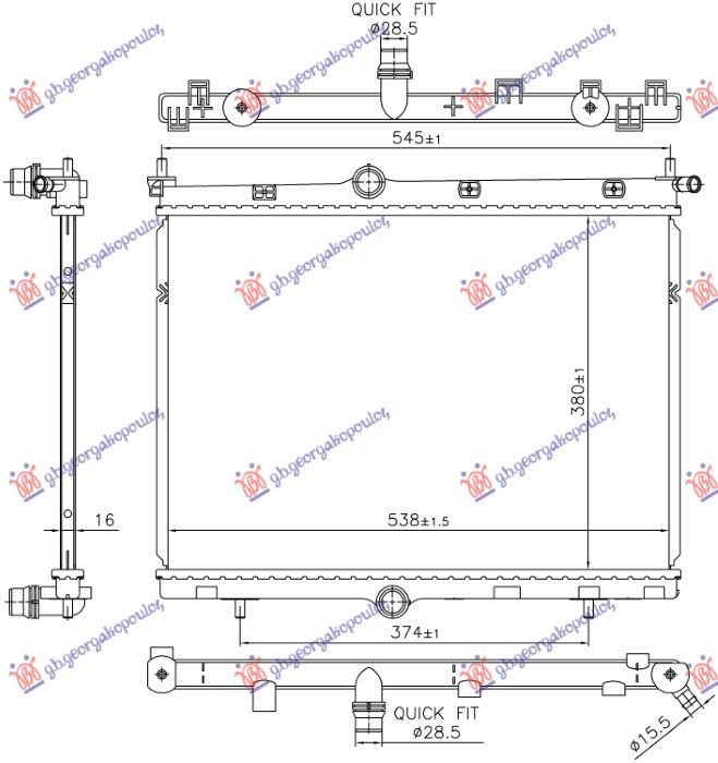 HLADNJAK MOTORA 1.2 BENZIN – 1.5 DIZEL – ELEK.POGON (538x380x16) OPEL MOKKA (2020-) (OEM: 1663937880, 9825333380)