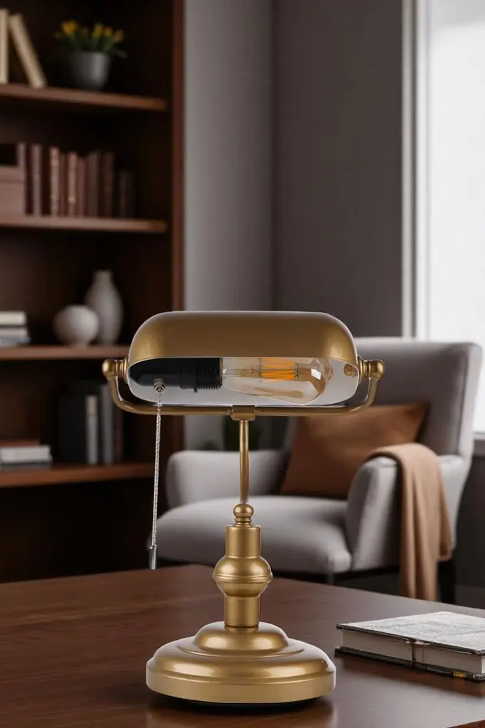 Opviq Stona lampa Banker, Zlatne boje