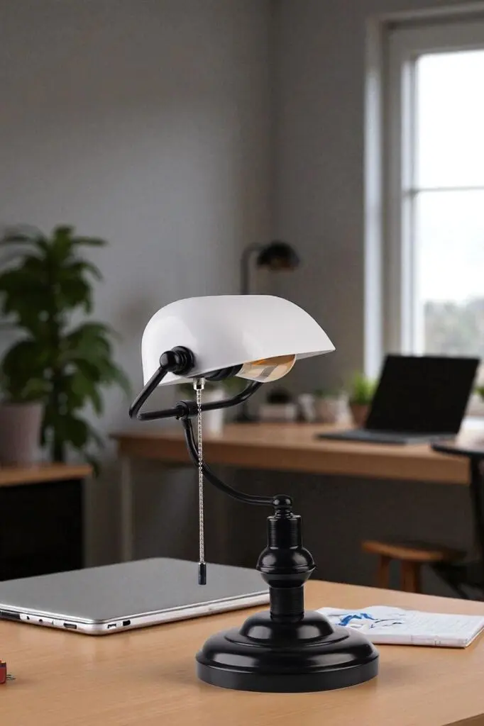 Opviq Stona lampa Banker, Crno-bela