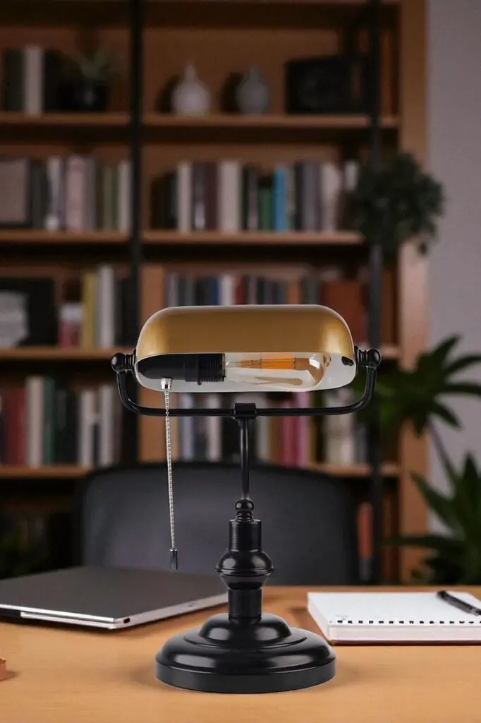 Opviq Stona lampa Banker, Crno-zlatne boje