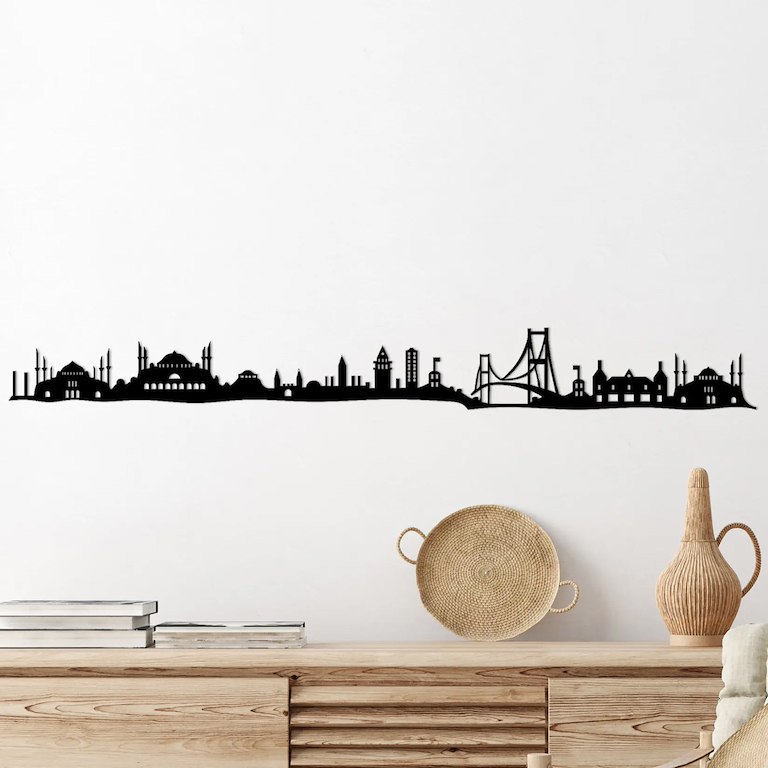 Wallity Zidna dekoracija Istanbul Skyline, 117x0.15x13 cm, 1.5 mm, Crna