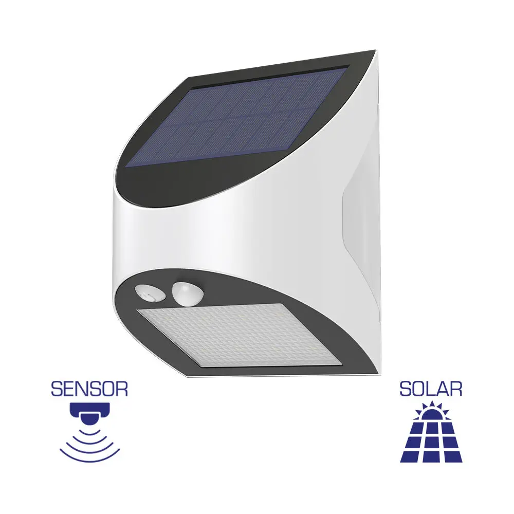Braytron Solarna zidna svetiljka sa senzorom BRY-SOLARIS-W1-BELA-3W-6500K-IP54