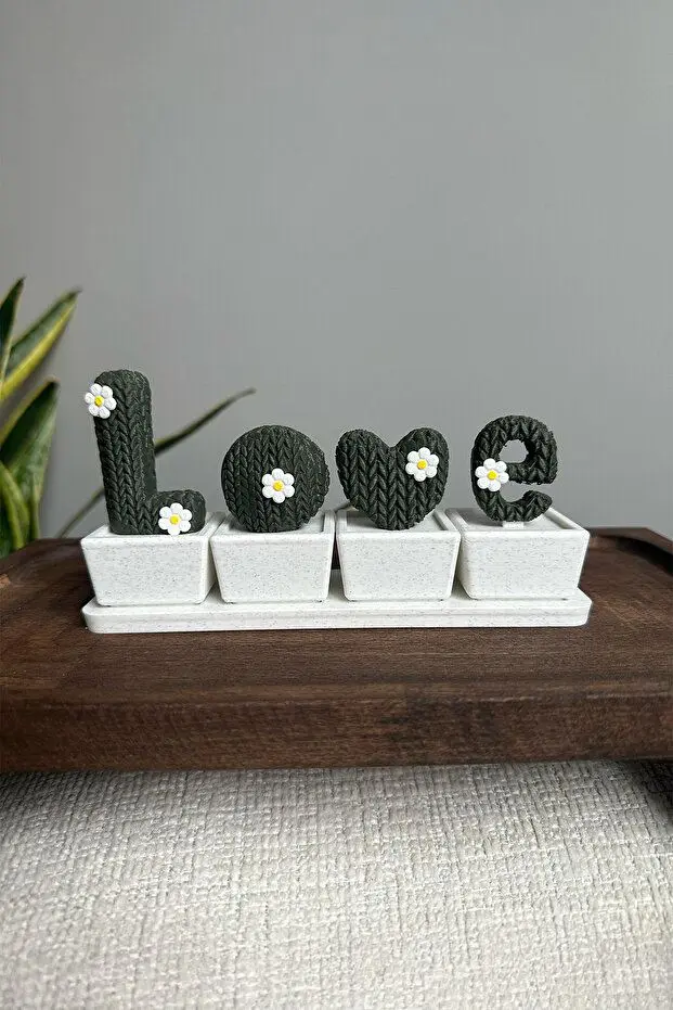 Aberto Design Dekorativna figura Love Cactus, Belo-zelena
