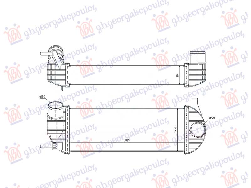 HLADNJAK INTERKULERA 1.5 Dci (385x144x64) RENAULT KANGOO (2008-2013) (OEM: 8200427469)