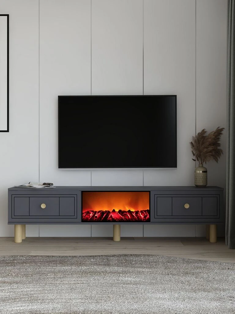 Hanah Home TV Komoda Dario Bohem Fireplace, Antracit