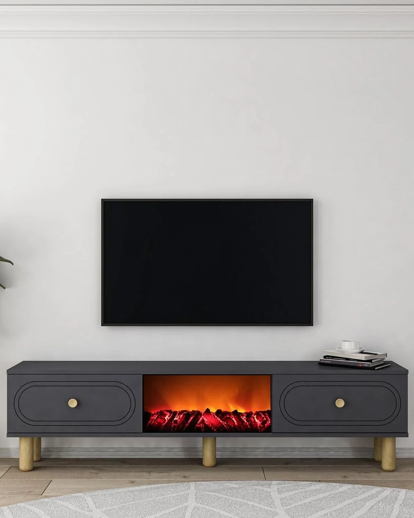 Hanah Home TV Komoda Dario Bohem Fireplace, Antracit
