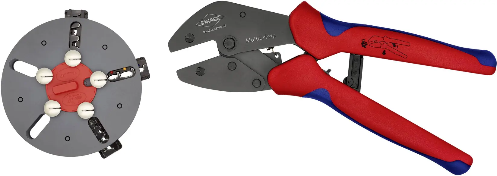 KNIPEX MultiCrimp klešta za stezanje sa rezervoarom za brzu izmenu 250 mm 97 33 01 crvena