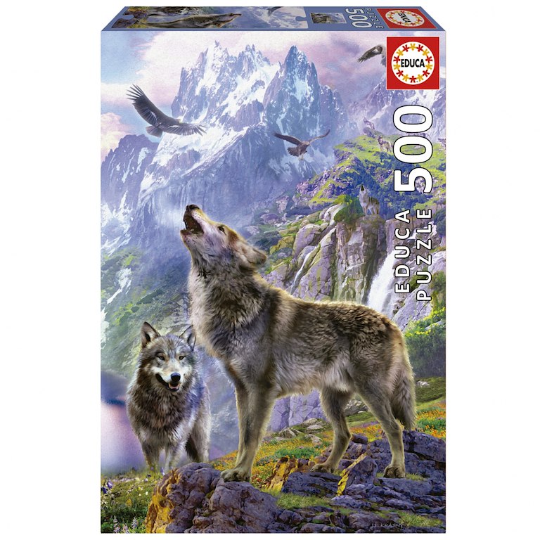 Educa Puzzle 500 pcs Wolves In The Rocks 19548