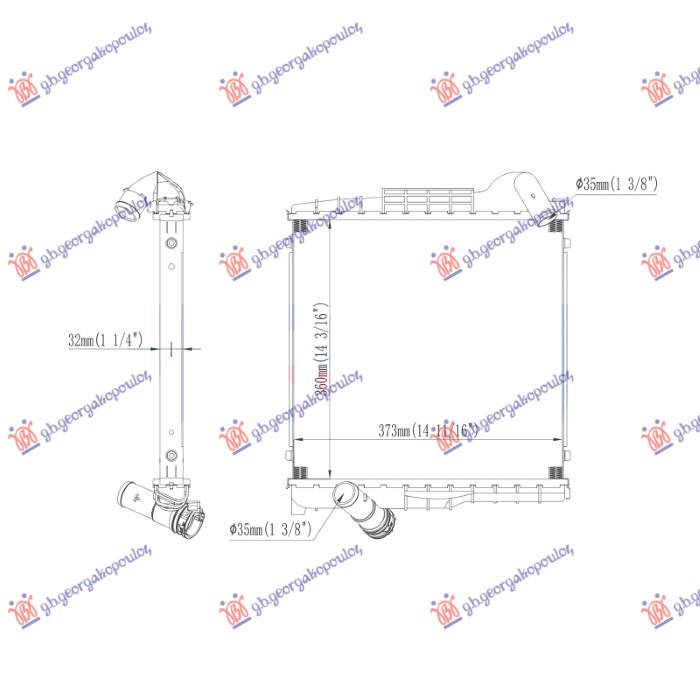 HLADNJAK MOTORA BENZIN (LEVA STRANA) (373×360) PORSCHE BOXSTER (981) (2012-2016) (OEM: 9P1121251)