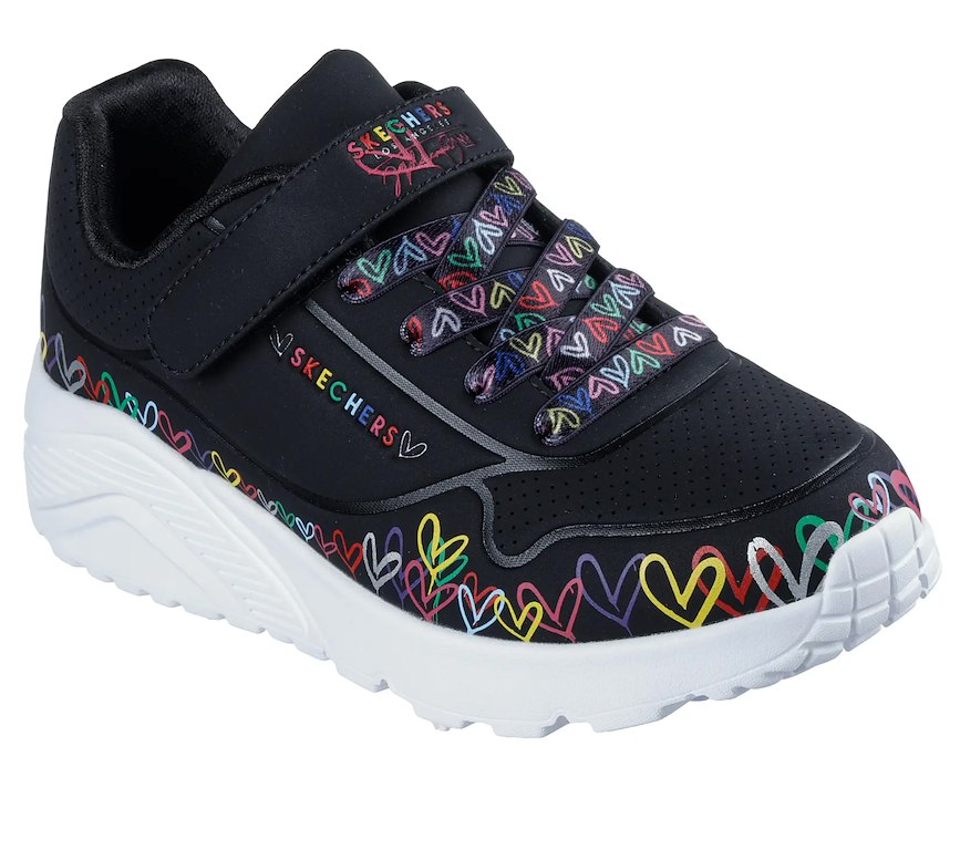 Skechers Patike za devojčice Uno Lite - Heart Craze, 314091L-BKMT, Crne