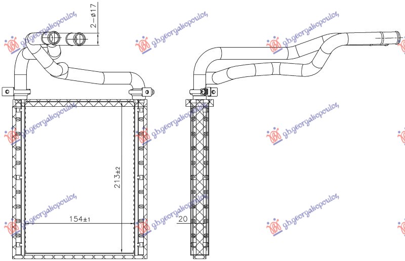 GREJAC KABINE (154x213x20) (NISSENS) TOYOTA AVENSIS (T25) (2003-2008) (OEM: 8710702130, 8710702140, 8710705100)