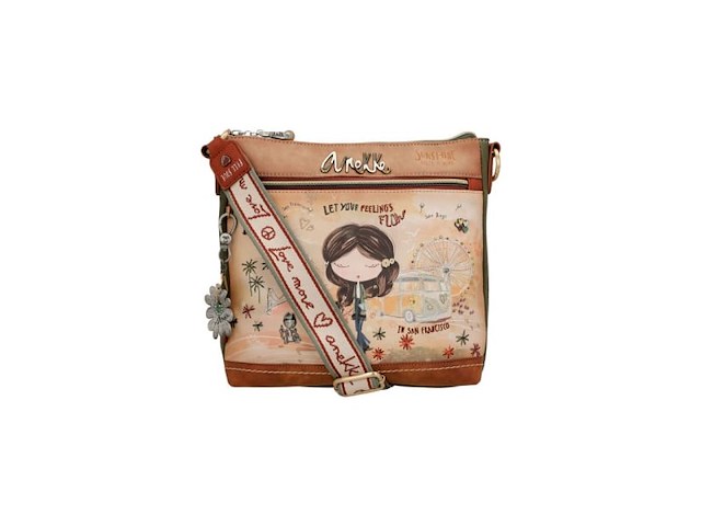 Torba - Anekke, Peace and Love, Crossbody, camel, 27x25x8 cm
