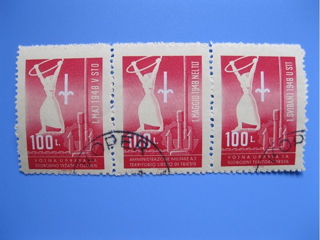 VUJA STT, 1948., Triptih - 1. maj, uslužno žigosane