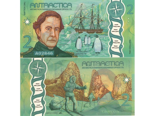 Antarctica ANTARKTIK 2 Dollars 2020 UNC, polymer