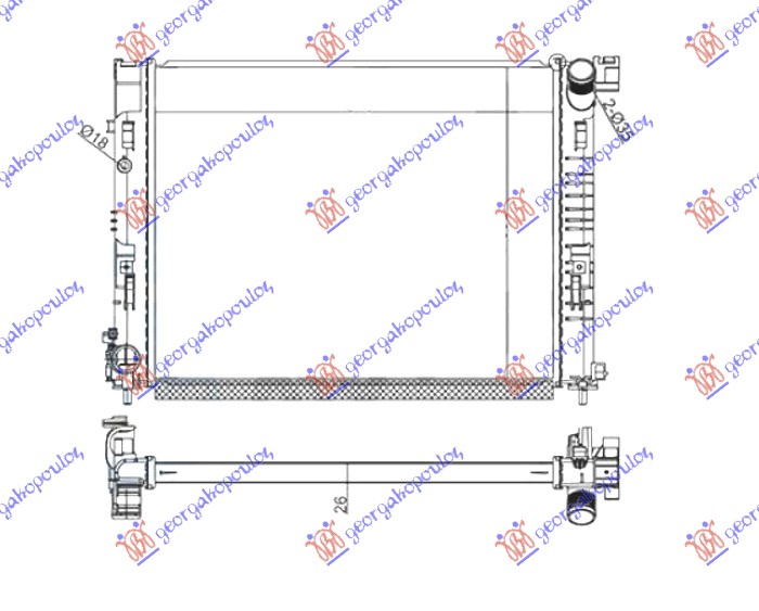 HLADNJAK MOTORA 1.5 Blue DCI Micro Hybrid DIZEL (MANUELNI) (510×398) RENAULT CLIO (2019-2023) (OEM: 214103473R)