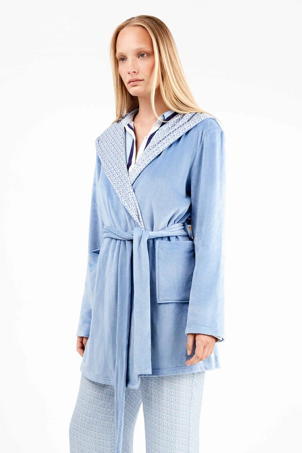 Light blue microfleece robe