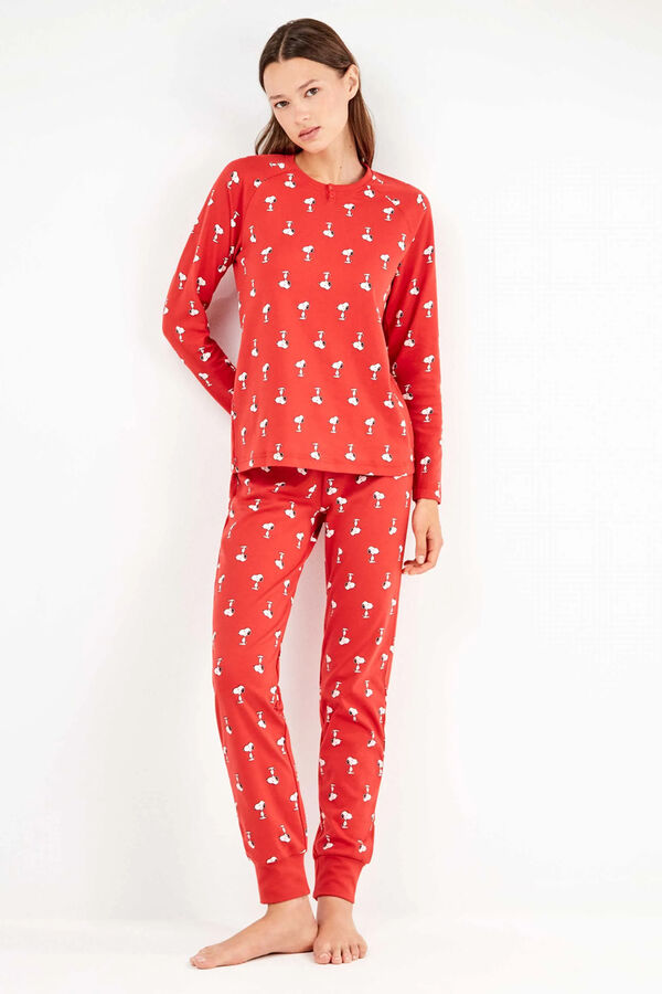 Micro interlock jersey-knit pyjamas set with Snoopy print