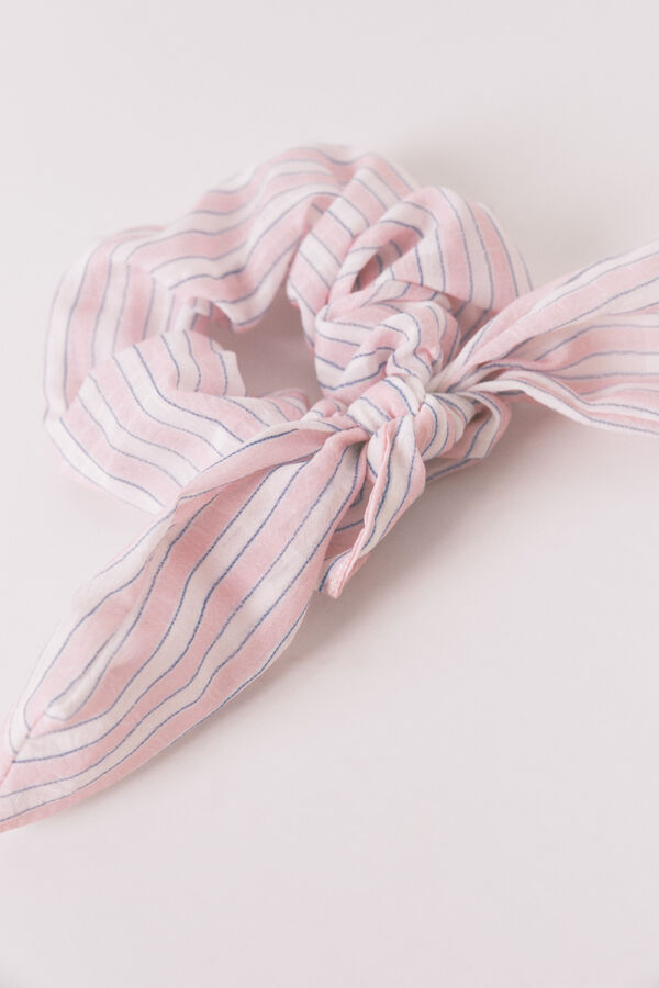 Rosa gestreifter Scrunchie mit Schleife
