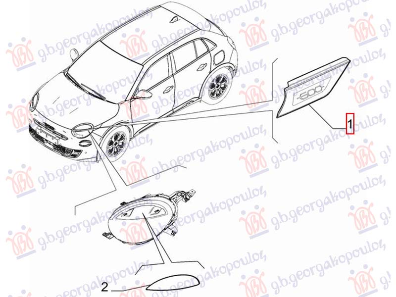 ZNAK NA BLATOBRANU (600) (O) Desna str. FIAT 600 (2023-) (OEM: 52229958)