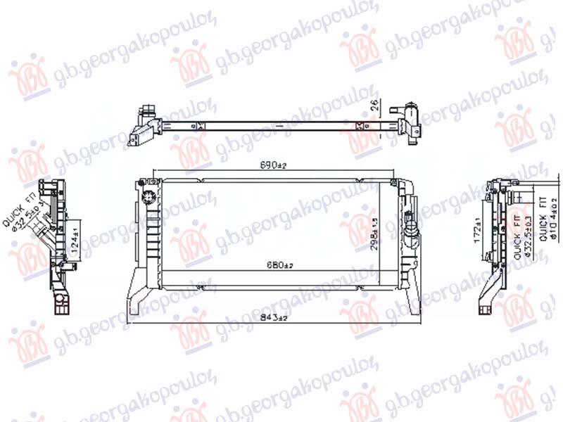 HLADNJAK MOTORA 2.0 DIZEL (MAN/AUTO) (690×298) Leva str. MINI CLUBMAN (F54) (2015-) (OEM: 8586324, 17118586324)