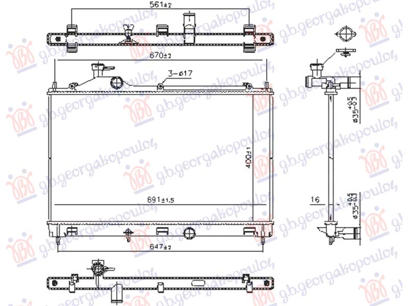 HLADNJAK MOTORA 1.5 BENZIN (MAN) (400×691) MITSUBISHI ECLIPSE CROSS (2018-2022) (OEM: 1350A913)