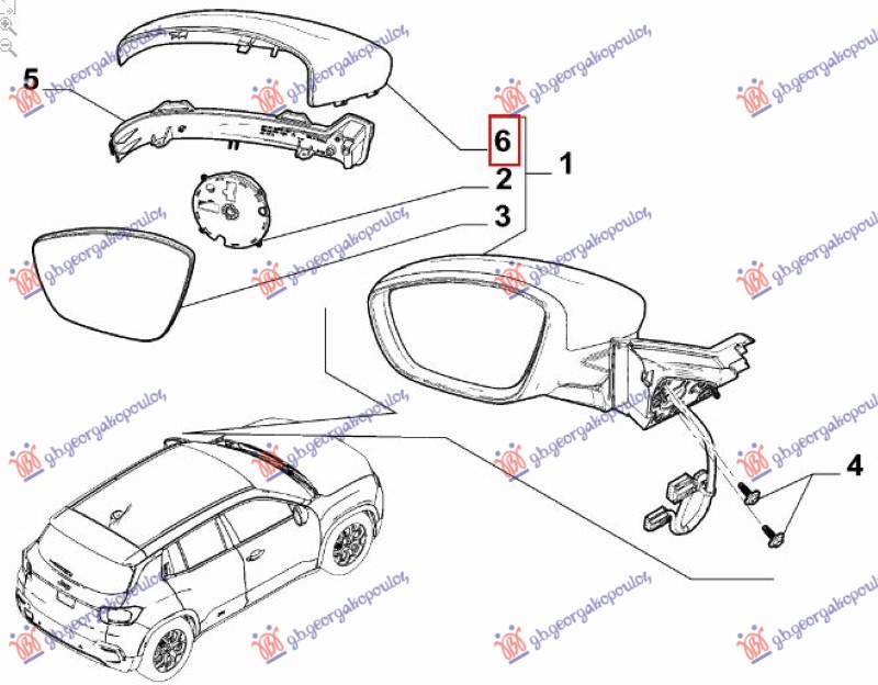 POKLOPAC RETROVIZORA (O) Desna str. FIAT 600 (2023-) (OEM: 735773478)