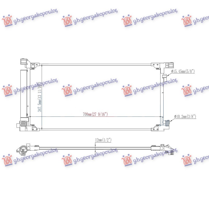 HLADNJAK KLIME 2.0 BENZIN (718×341) LEXUS UX (2019-) (OEM: 884A0-12010, 884A0-12020, 884A0-F4020)