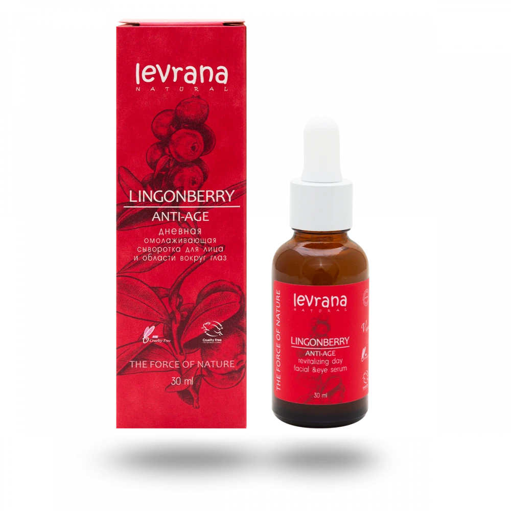 LEVRANA Dnevni serum za lice BRUSNICA ANTI-AGE Organic certified 30 ml