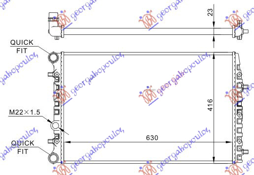 HLADNJAK MOTORA ZA SVE MODELSE BENZIN/DIZEL (MAN/AUTO) (+/-AC)(63×41) (VALEO) SKODA FABIA (1999-2007) (OEM: 6Q0121253Q, 6Q0121253R)