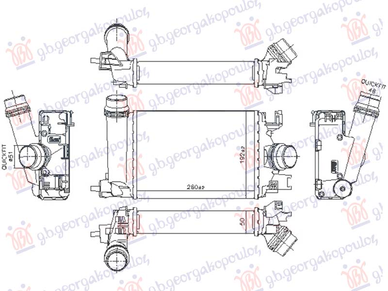 HLADNJAK INTERKULERA 1.0 BENZIN (260×187) RENAULT CAPTUR (2020-) (OEM: 144968819R)