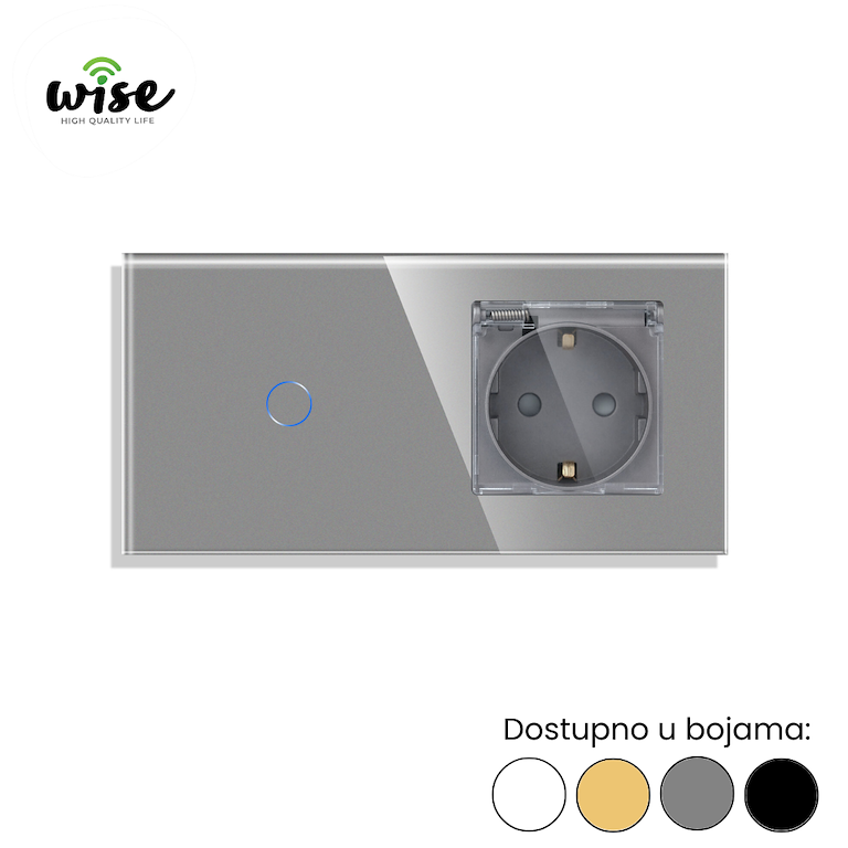 Wise modularni set standardni prekidač
1t + utičnica sa polopcem stakleni panel