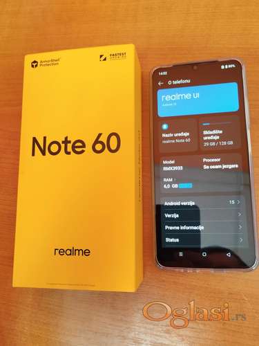 Nov Realme Note 60 6/128 sa garancijom od 2 godine - KOMPLETAN telefon