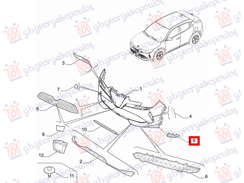 SPOJLER PREDNJEG BRANIKA BOCNI (O) Desna str. ALFA ROMEO JUNIOR (2024-) (OEM: 156178047)