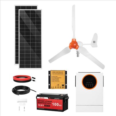 Solar set za vetroelekt. 2x100W, vetroturbina 400W