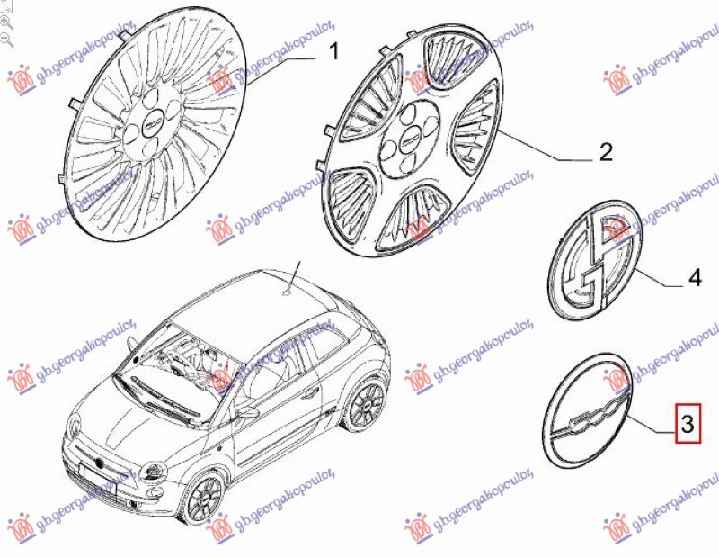 POKLOPAC RATKAPNE (O) FIAT 500e (2021-) (OEM: 735747347)