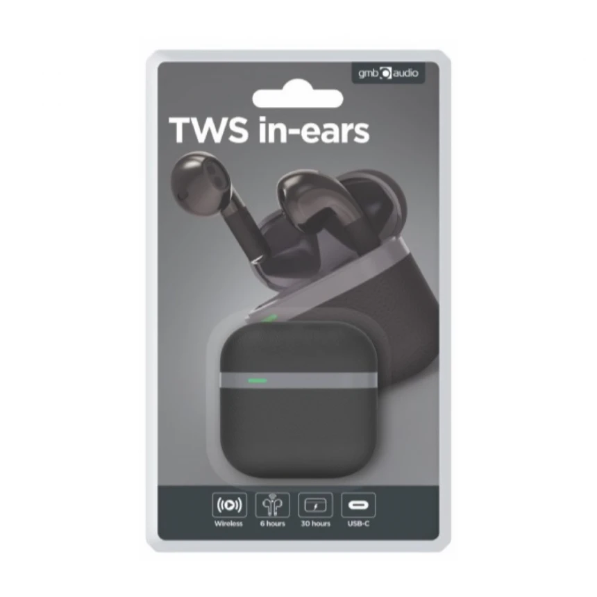 TWS-02-BK Gembird bluetooth V5.0 slusalice, TWS, black/spacegrey
