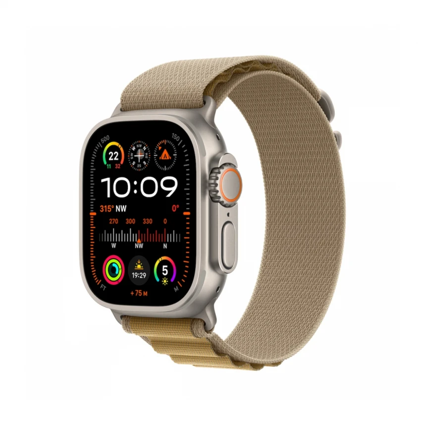 Apple Watch Ultra 2 GPS + Cellular 49mm Natural Titanium Case with Tan Alpine Loop - Medium