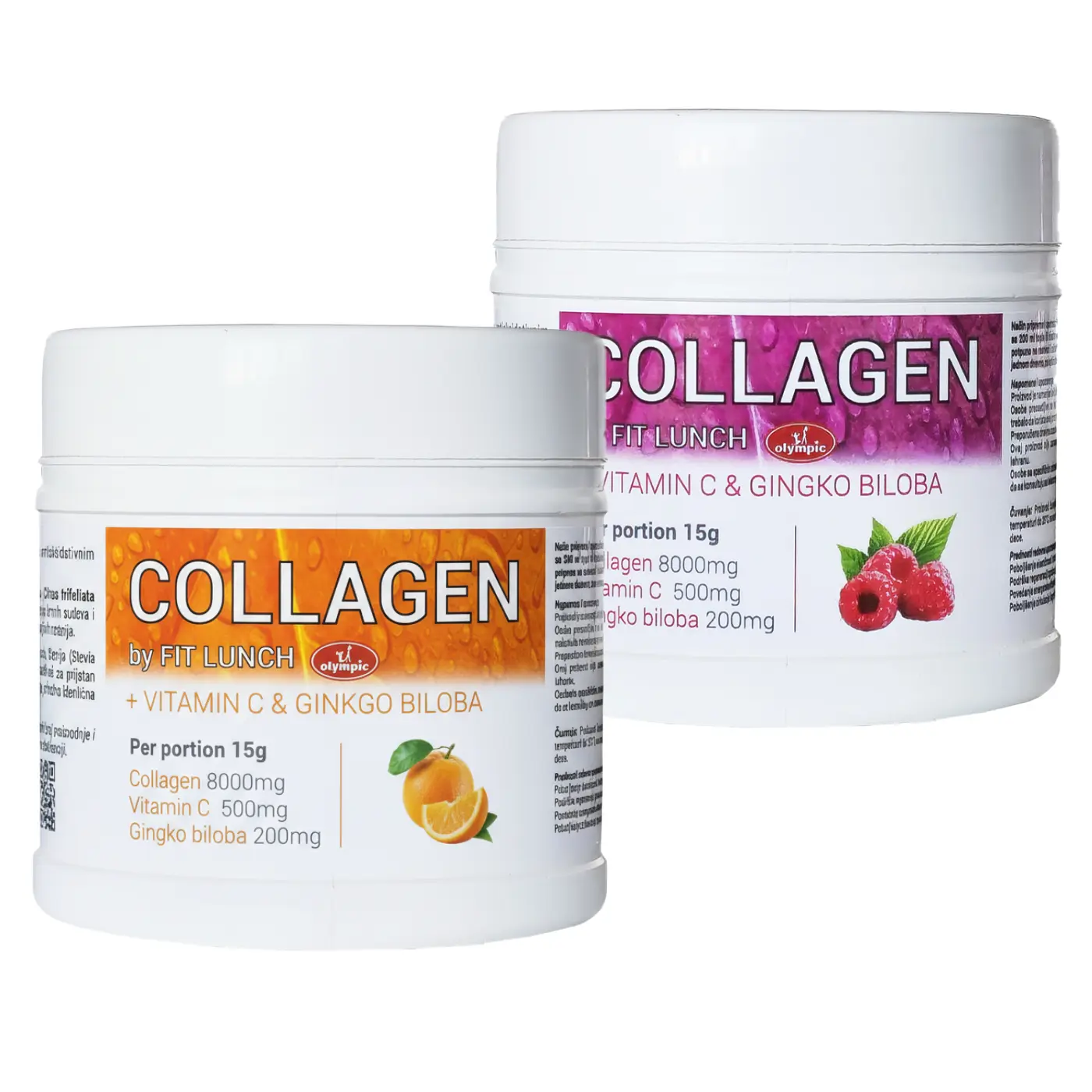 Olympic Kolagen + Vitamin C&Gingko Biloba, Ukus pomorandža i malina, 450 g, 2 komada