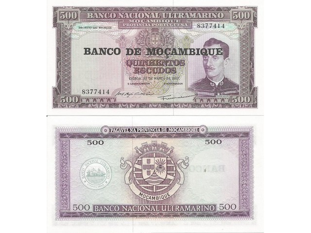 MOZAMBIQUE 500 escudos 1967 - 1976. UNC