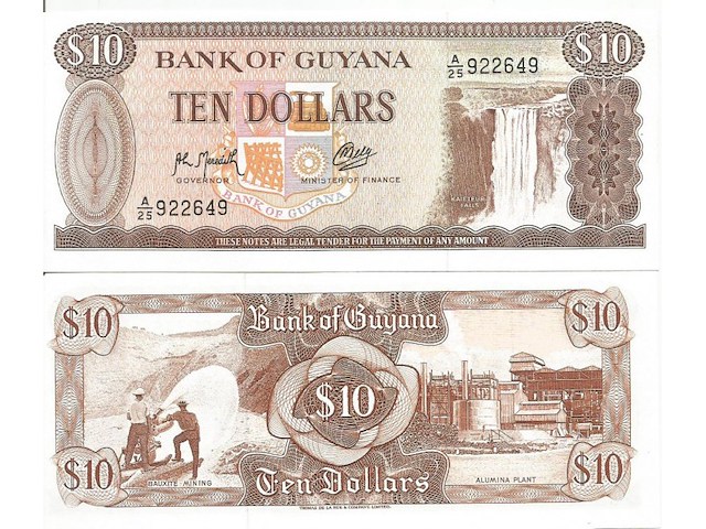 GUYANA Gvajana 10 Dollars 1992 UNC P-23