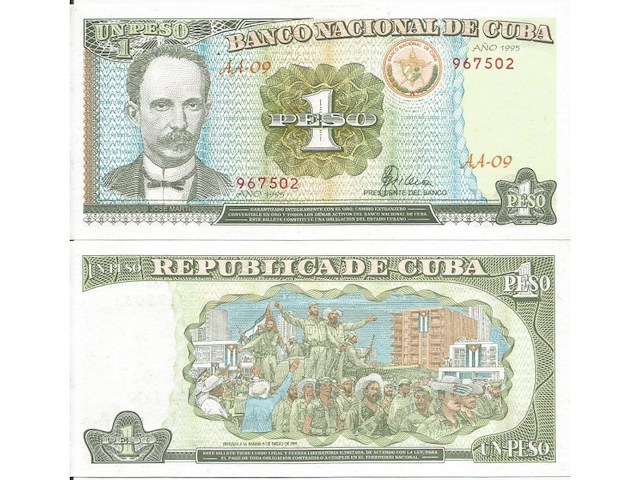 KUBA Cuba 1 peso 1995. UNC