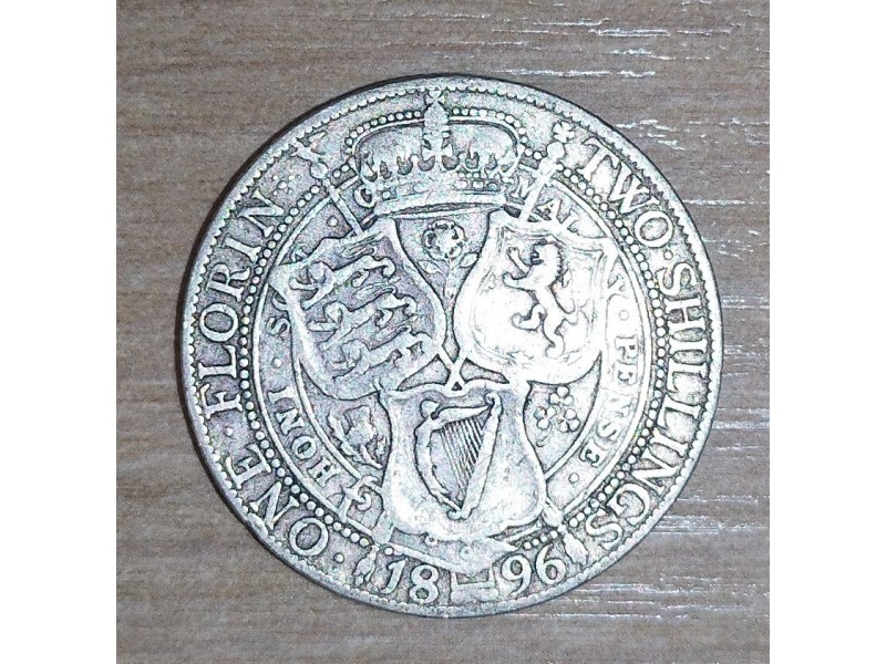 F62 1 florin Velika Britanija 1896 srebrnjak 11,31g sre