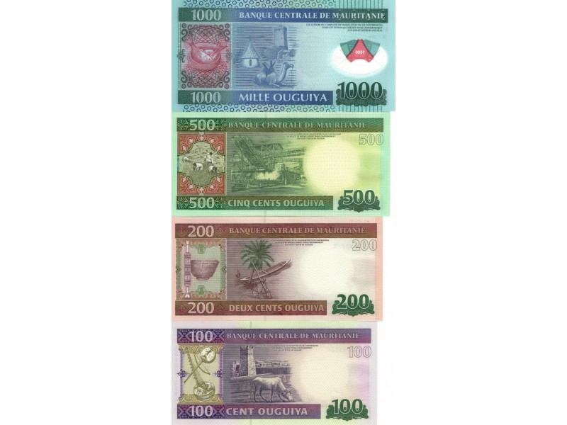 MAURITANIA lot 100 ,200, 500 i 1000 Ouguiya 2013/2015 U