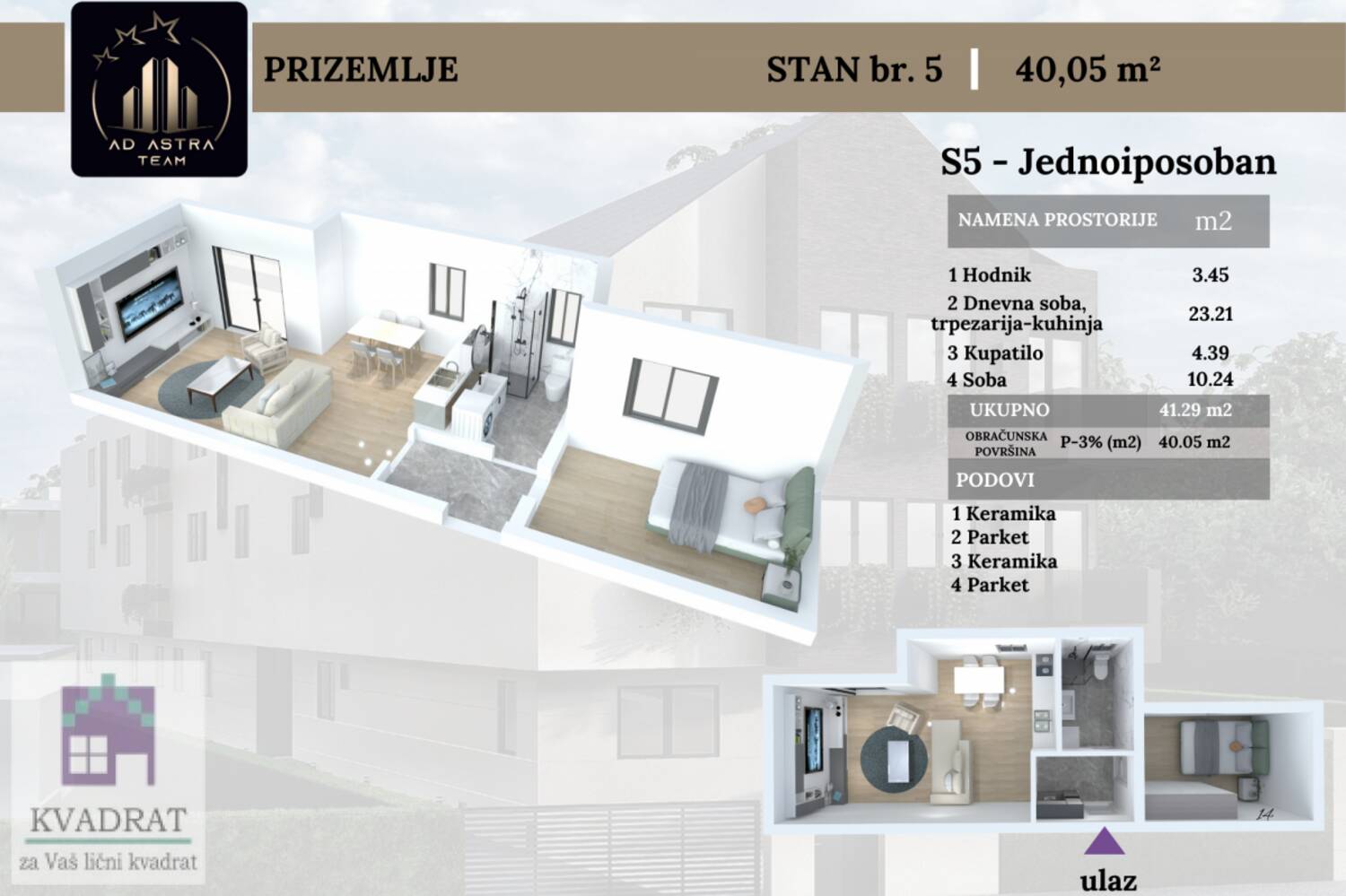 Jednoiposoban stan 40 m², PR, Obrenovac - 72.000€