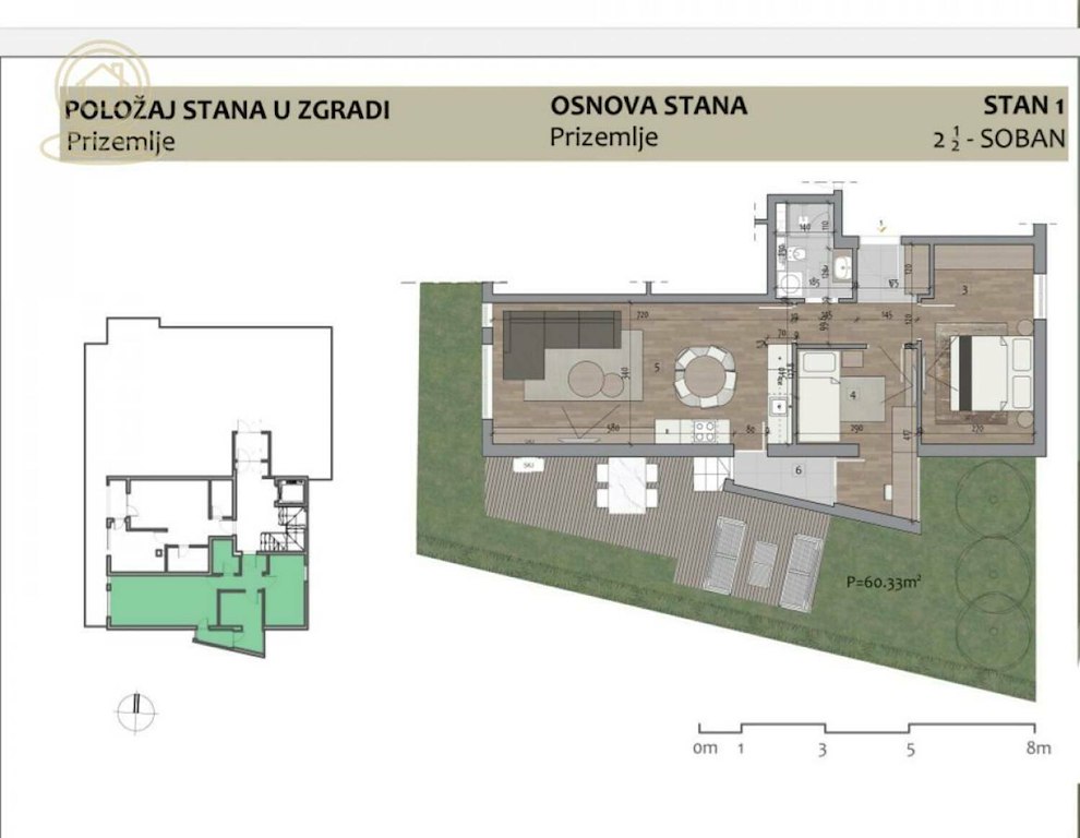 NA PRODAJU 2.5 STAN SA DVORISTEM U NOVOGRADNJI- DUVANIŠTE