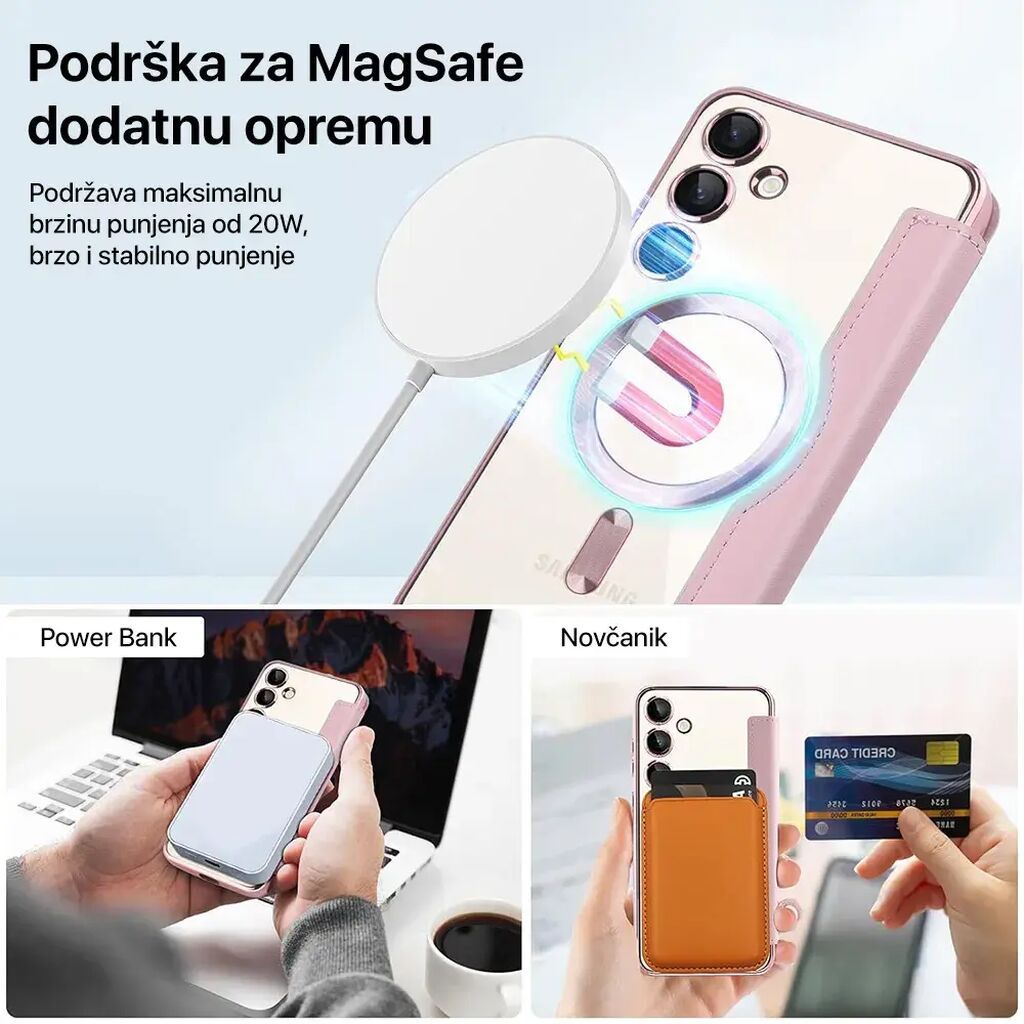 Magsafe Lux Bi Fold Kompatibilna sa MagSafe-om – Ugrađeni magneti