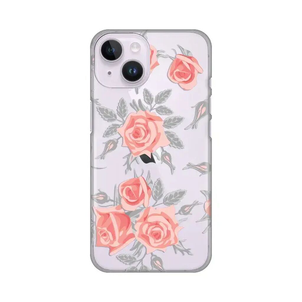 Silicone Print Skin case for iPhone 14 6.1 with Elegant Roses design